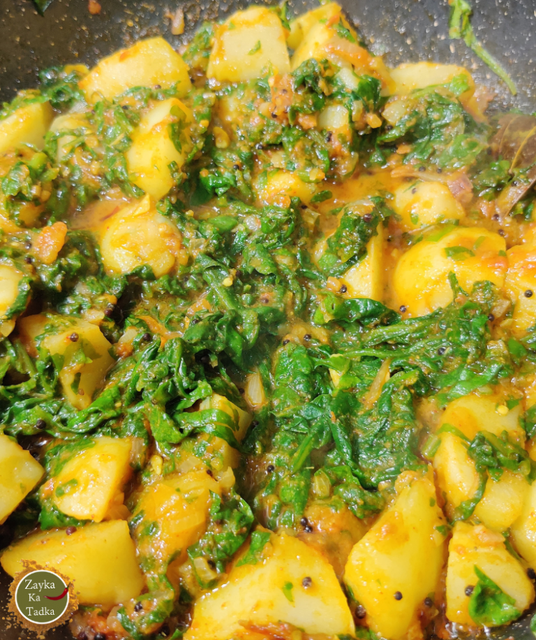 Aloo Palak Sabji | Potato Spinach Sabji - Zayka Ka Tadka