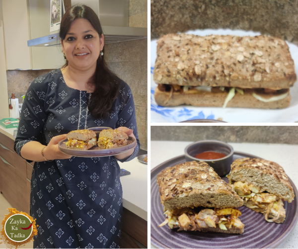 Chilli Paneer Subway Sandwich - Zayka Ka Tadka